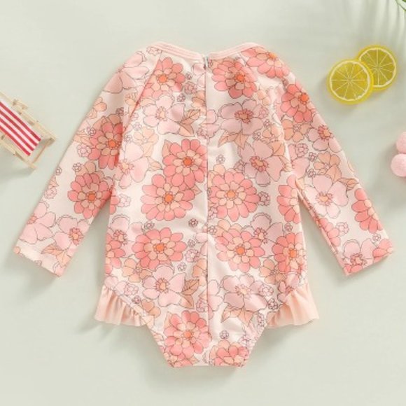 Swim | Girls Floral Long Sleeve Swimsuit Bathing Suit | Poshmark